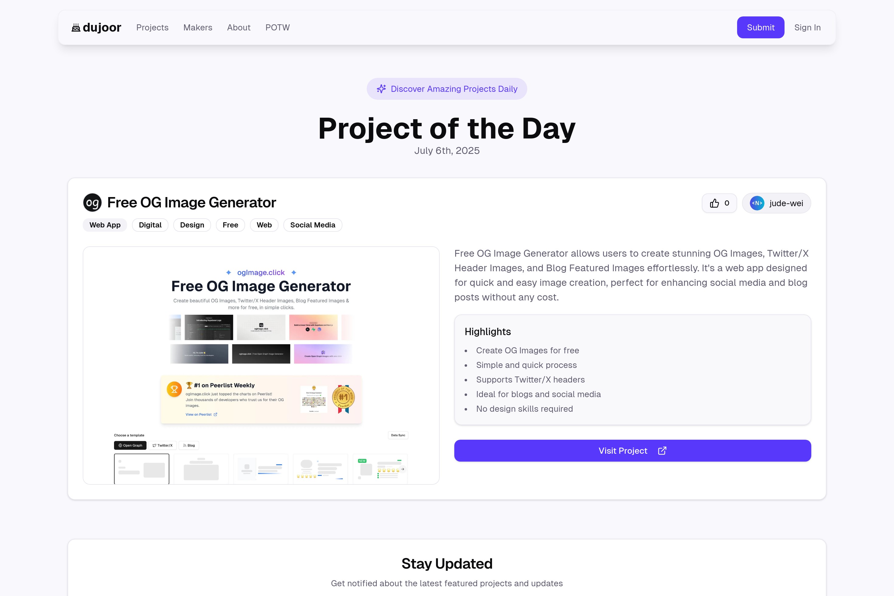 Free OG Image Generator | Project of the Day 07/06/2025 | Dujoor